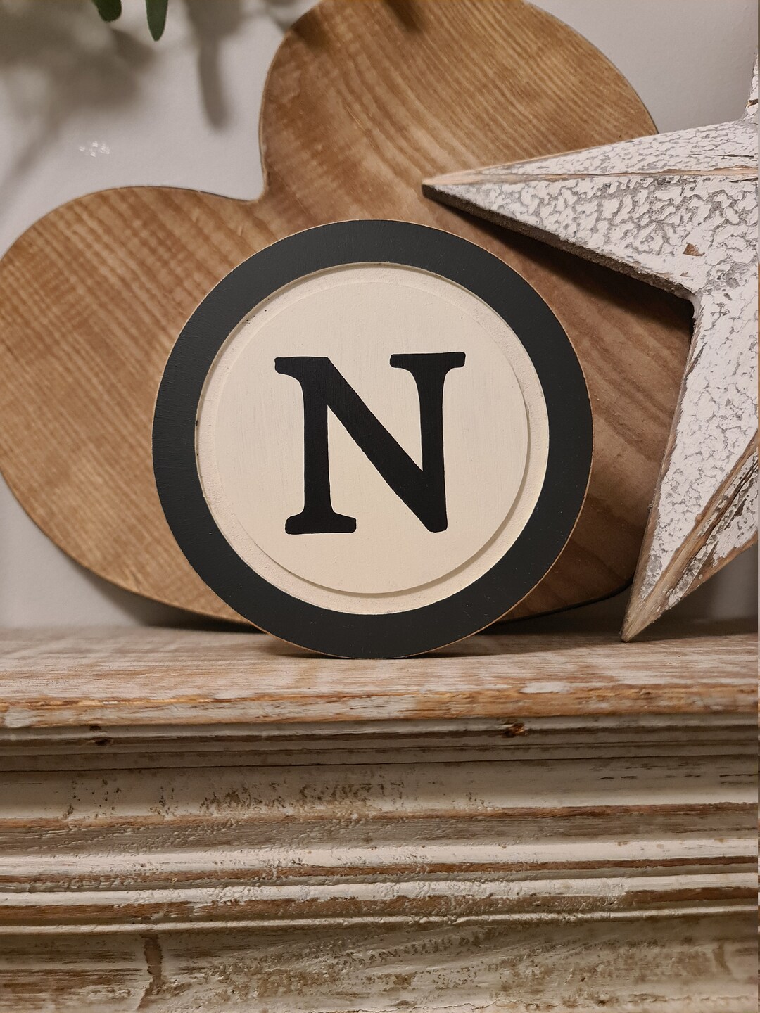 20cm Round Letter N Sign, Monogram, Initial, Wall Art, Home Decor ...