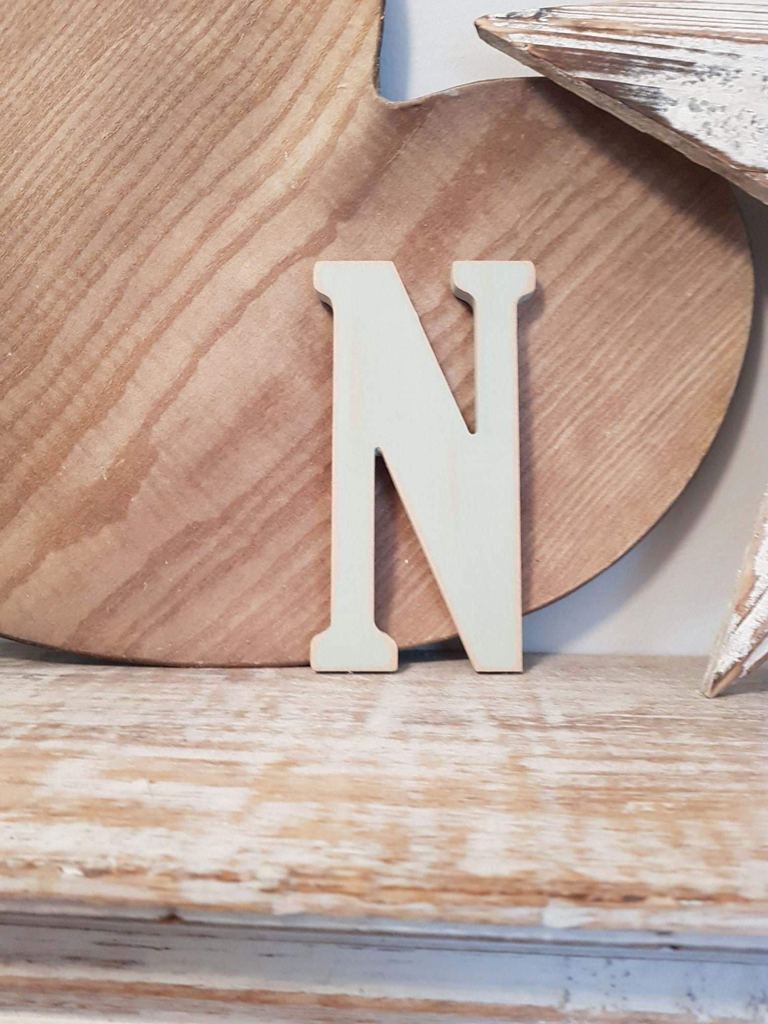 CLEARANCE - Wooden Letter N - painted and distressed - letter art ...