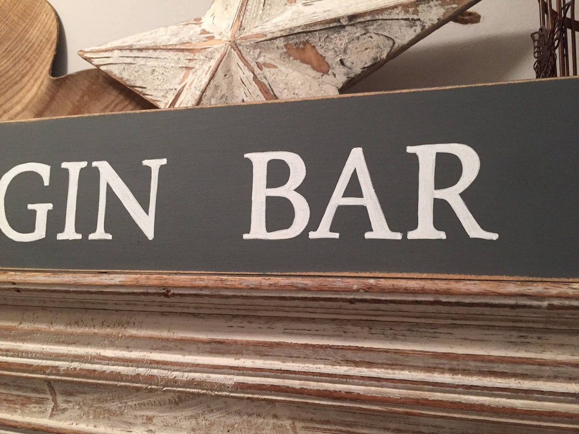 Handmade Wooden Sign THE GIN BAR Rustic Vintage Shabby - Etsy
