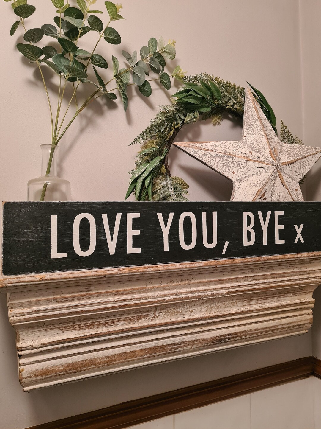 Handmade Wooden Sign Love You, Bye X Rustic, Vintage, Shabby Chic, 60cm ...