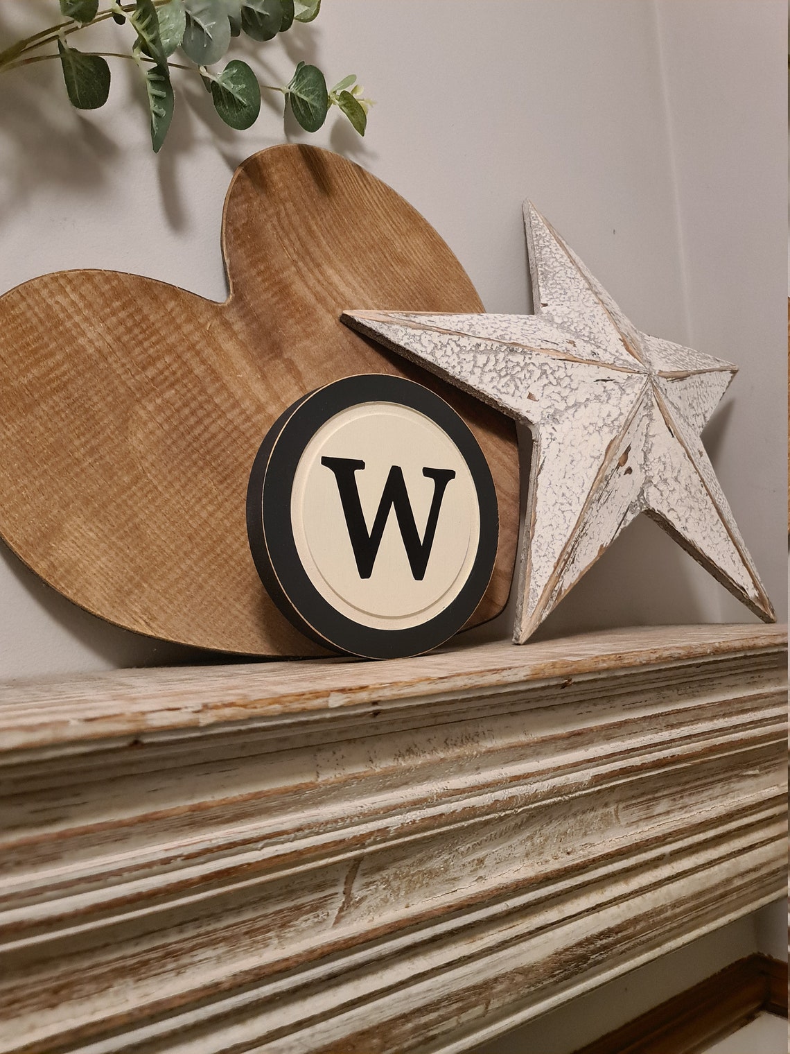 20cm Round Letter W Sign Monogram Initial Wall Art Home - Etsy