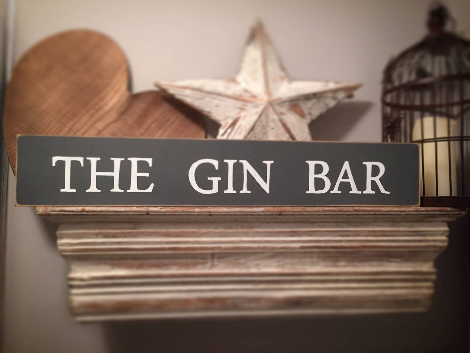 Handmade Wooden Sign THE GIN BAR Rustic Vintage Shabby - Etsy UK