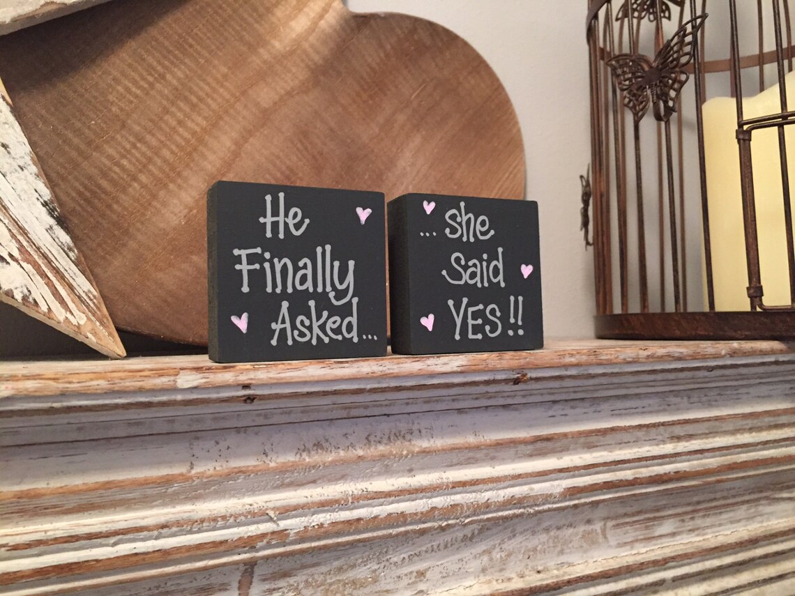 Wooden Proposal Signs - 'he Finally Asked ... She Said Yes', Set of 2 ...