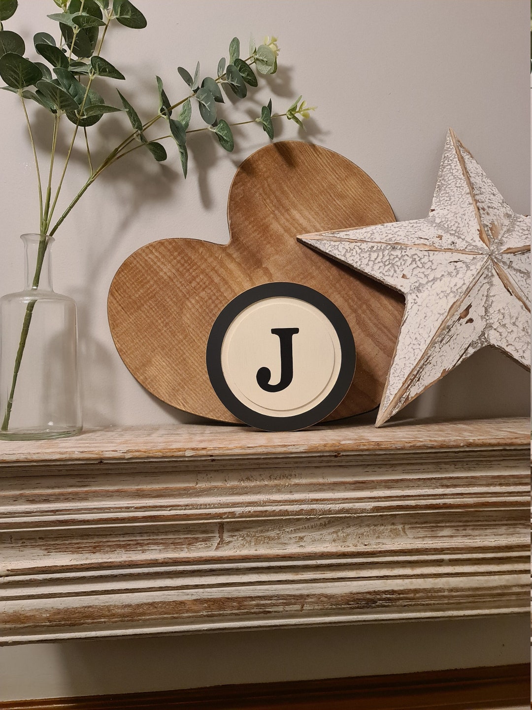 20cm Round Letter J Sign, Monogram, Initial, Wall Art, Home Decor ...