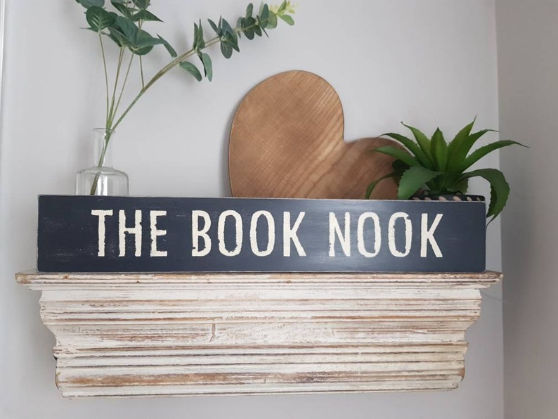 Handmade Wooden Sign - THE BOOK NOOK - Rustic, Vintage, Shabby Chic - Etsy