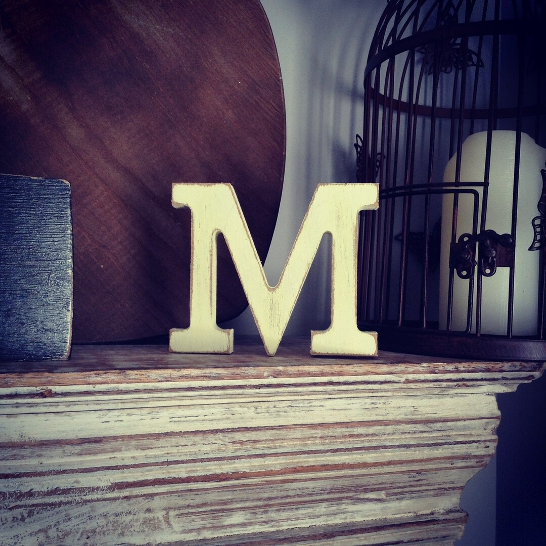 Hand-painted Wooden Letter M - Freestanding - Rockwell Font - Various ...
