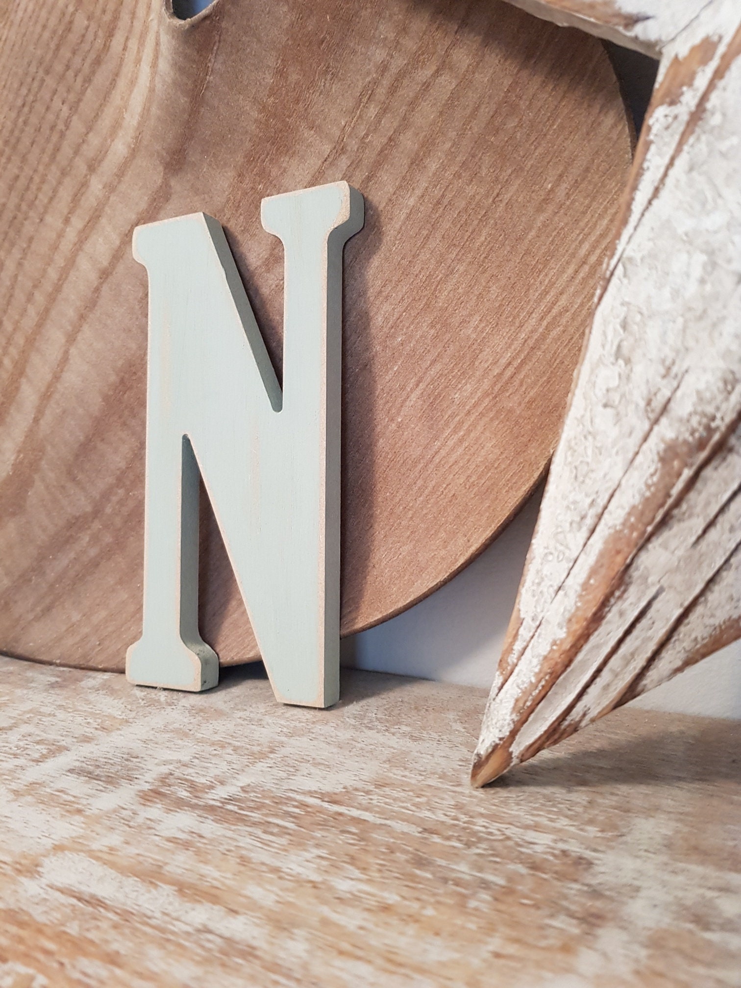 CLEARANCE - Wooden Letter N - painted and distressed - letter art ...
