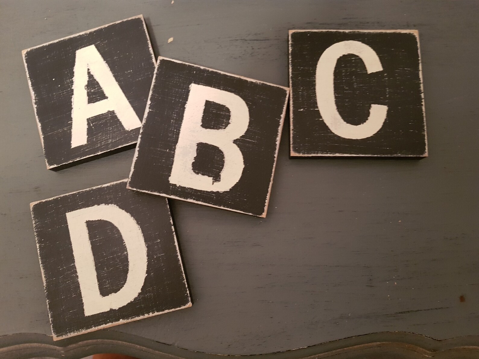Wooden Sign, Vintage Style, Personalised Letter Blocks, Initials ...