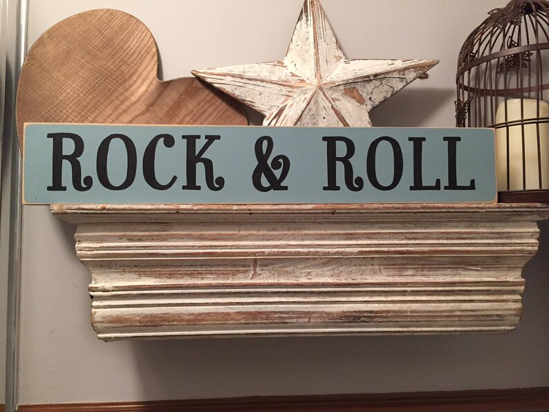 Handmade Wooden Sign Rock & Roll Rustic Vintage Shabby | Etsy