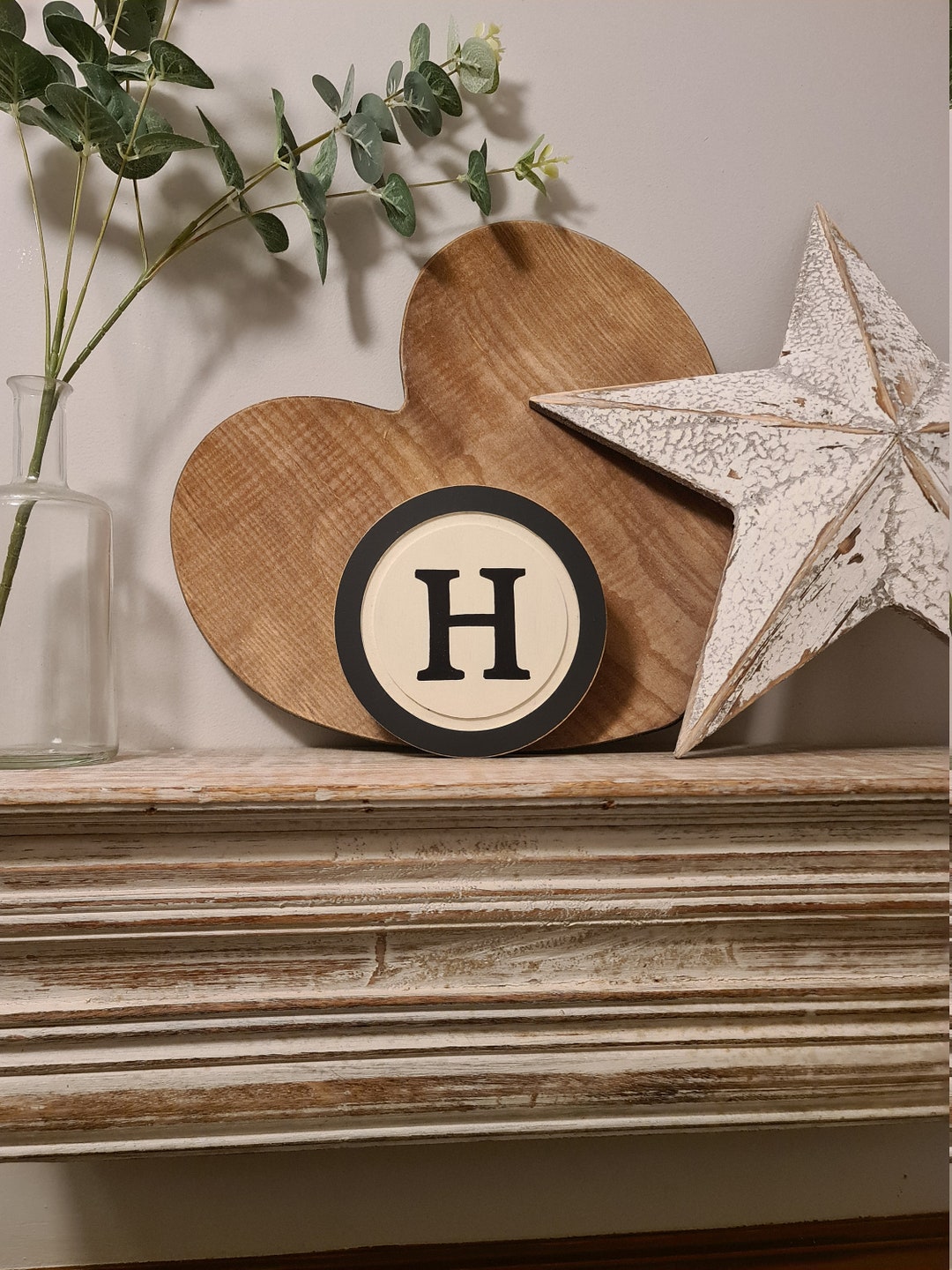 20cm Round Letter H Sign, Monogram, Initial, Wall Art, Home Decor ...
