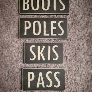 Set of 4 Wooden Ski Signs, Chalet, Lodge, Apartment Decor, Ski Decor - Etsy