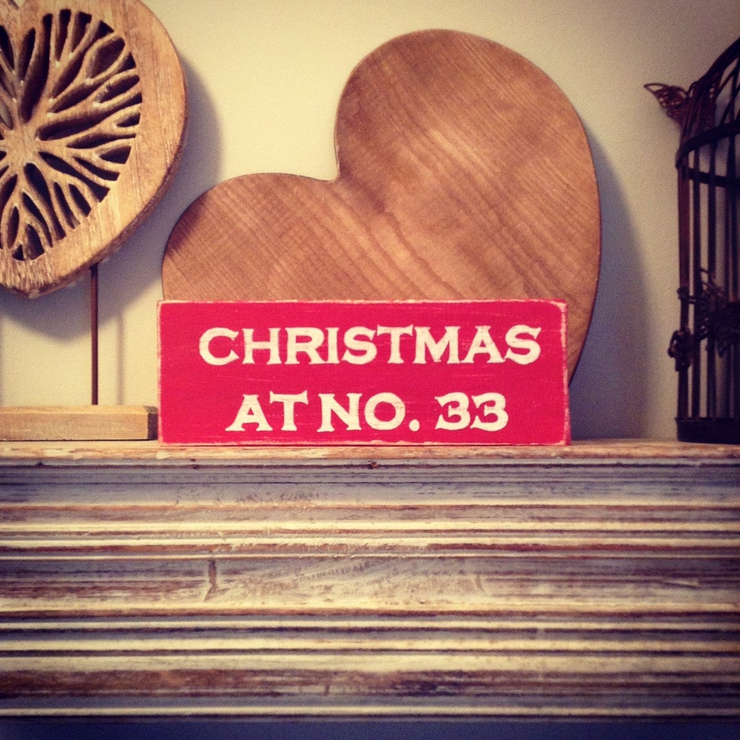 Handmade Wooden Sign - Personalised Christmas Sign - Rustic, Vintage ...