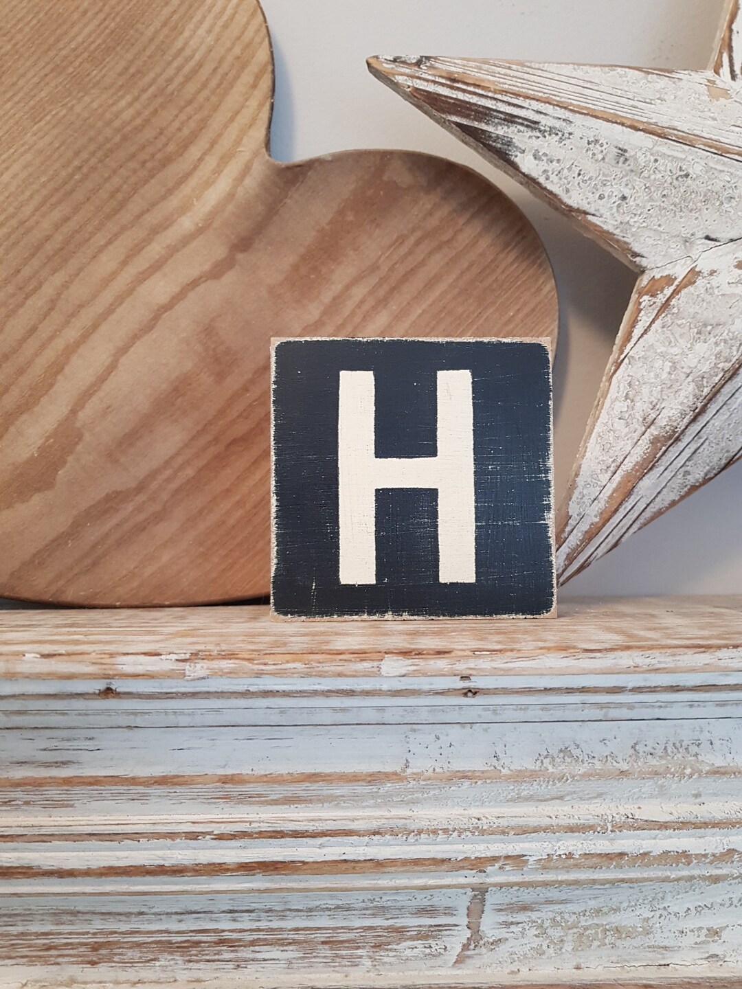 Wooden Sign, Vintage Style, Personalised Letter Blocks, Initials ...