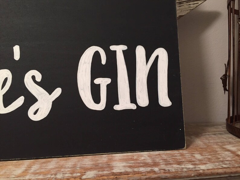 A3 Wooden Sign - Smile There is Gin - Blackboard Style, Rustic ...