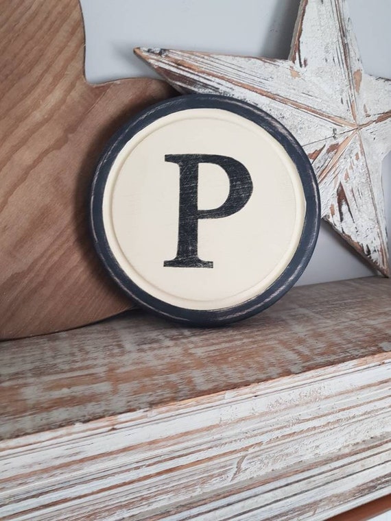 20cm Round Letter P Sign Monogram Initial Wall Art Home | Etsy
