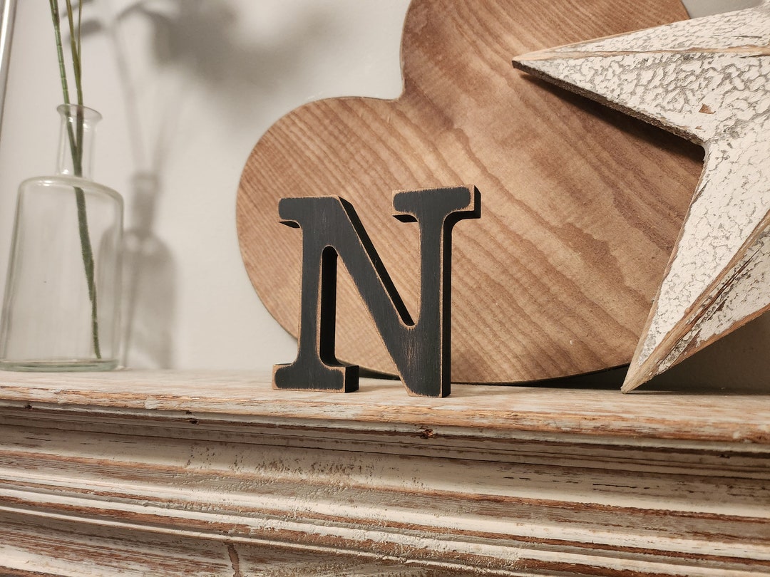Wooden Letter N - 30cm - Rockwell Font - Various Finishes, Standing - Etsy