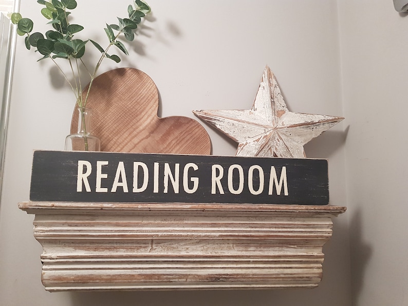 Handmade Wooden Sign READING ROOM Rustic Vintage Shabby | Etsy