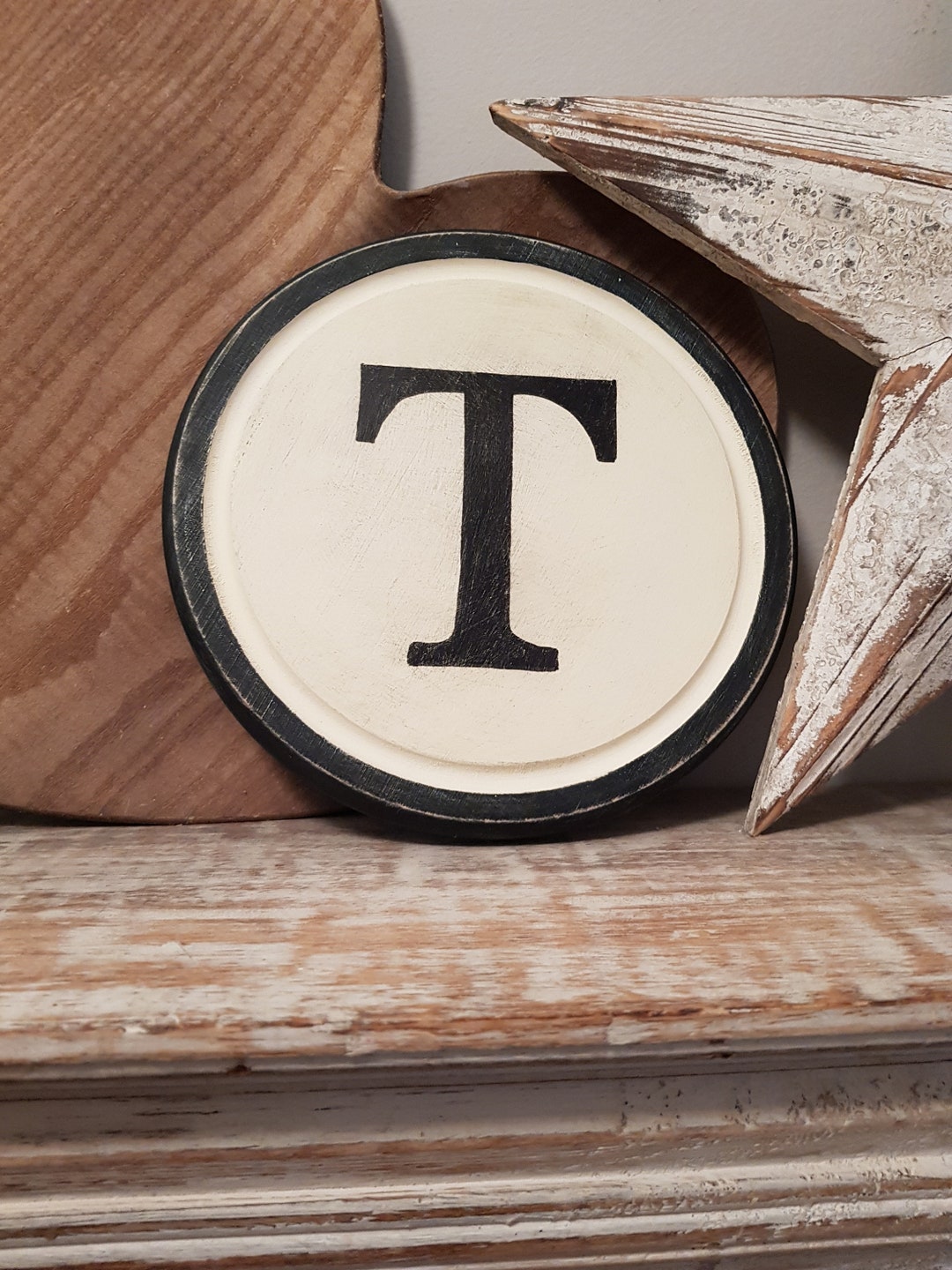 15cm Round Letter T Sign, Monogram, Initial, Wall Art, Home Decor ...