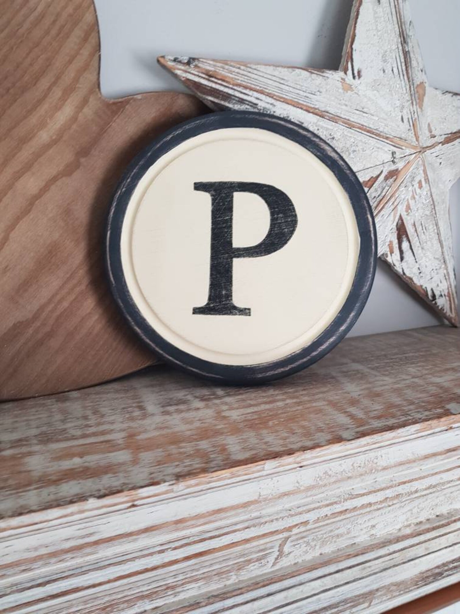 20cm Round Letter P Sign Monogram Initial Wall Art Home | Etsy
