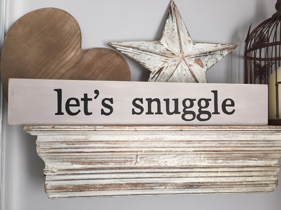 Handmade Wooden Sign - Let's Snuggle - Large 60cm - Etsy UK
