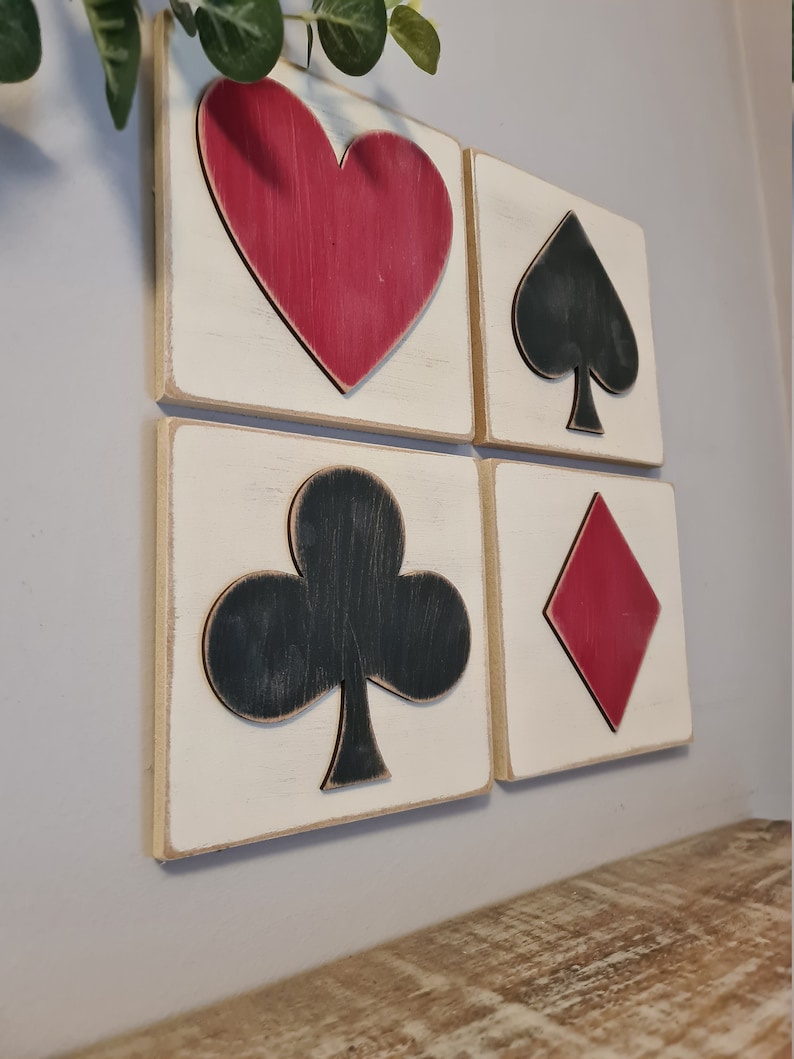 3D Playing Card Suit Signs Set of 4 Wooden Card Symbols | Etsy