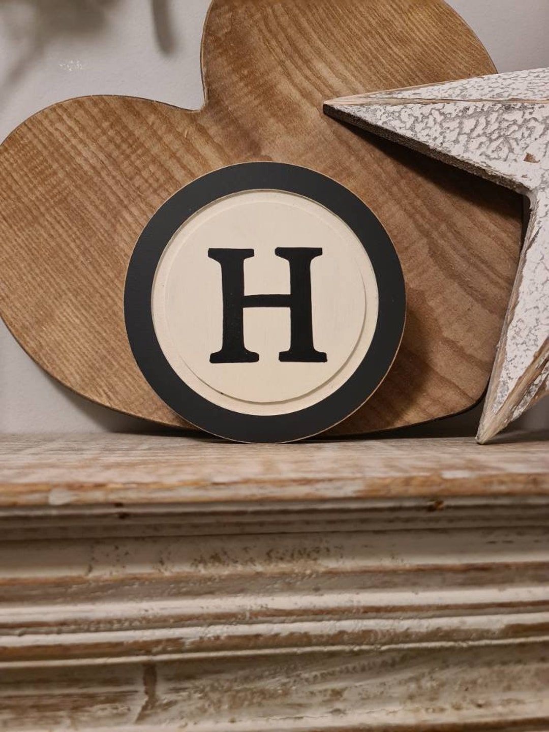 15cm Round Letter H Sign, Monogram, Initial, Wall Art, Home Decor ...