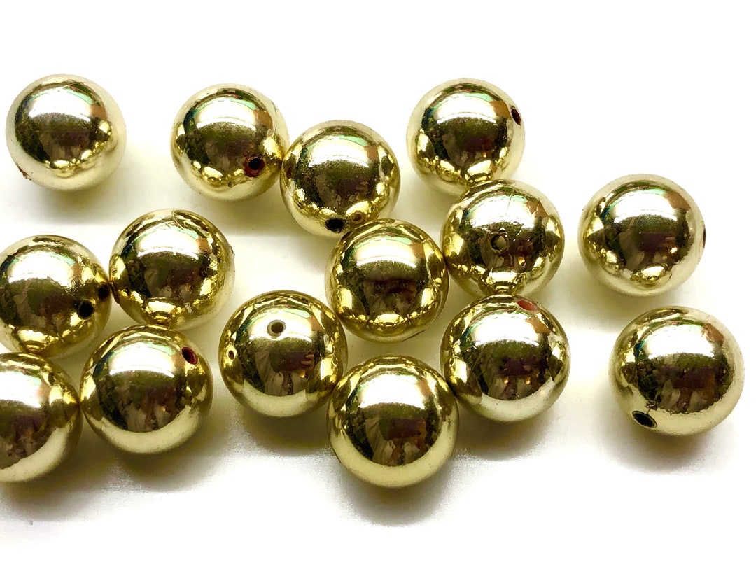 20pcs 14mm Gold Chrome Beads Mirror Metallic Acrylic Beads - Etsy
