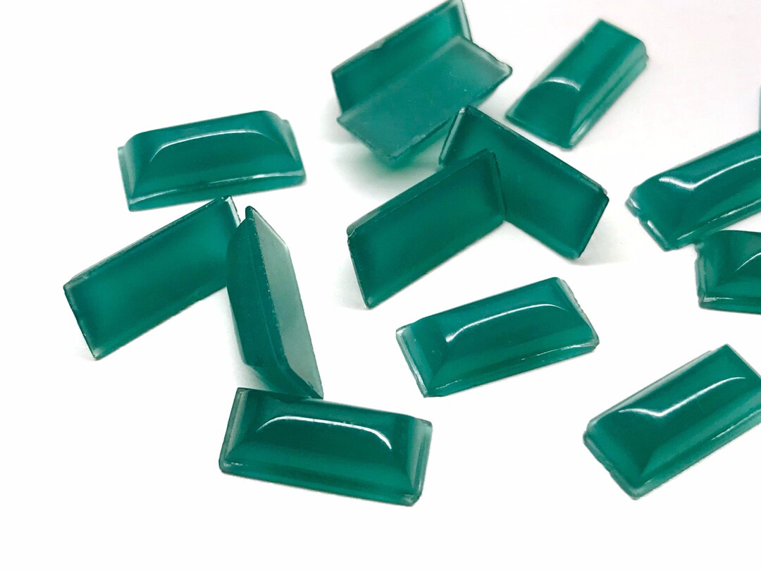 20 Vintage Small Rectangle Jade Green Glass Art Deco Cabochons Flat ...