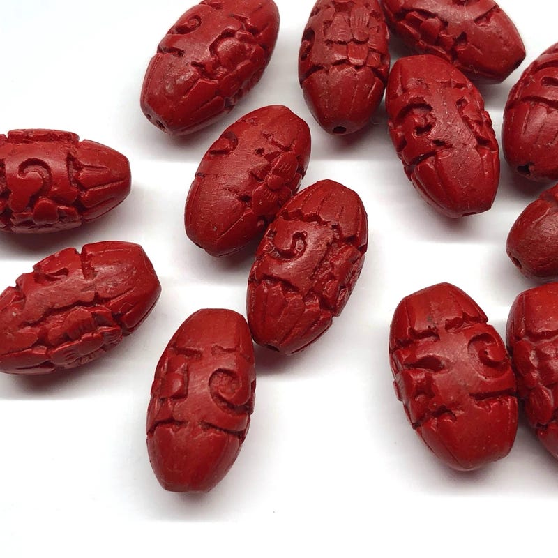 Carved Red Cinnabar - Etsy