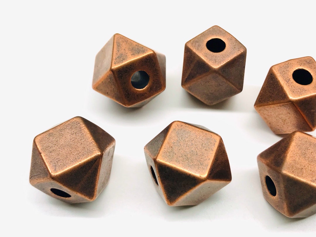 20mm Extra Large Vintage Copper Plated Cube Beads Copper Large Hole ...