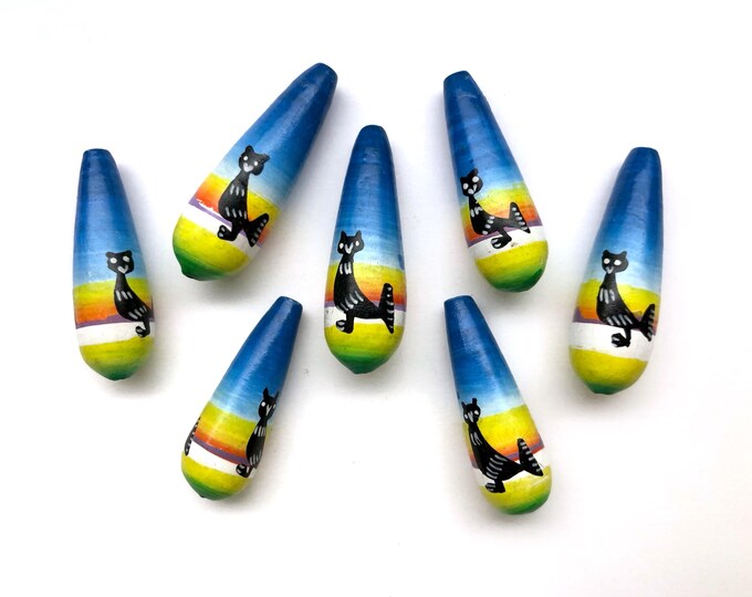 6pcs Large Vintage Rainbow Bird Peruvian Ceramic Hand Painted Colorful ...