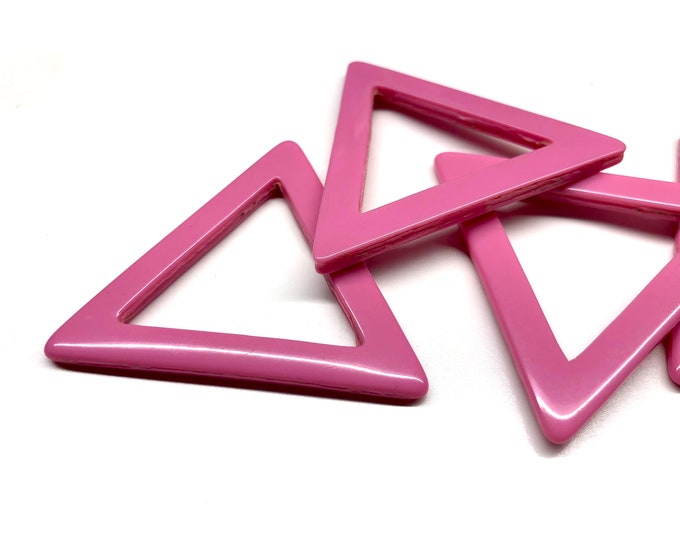 4 Vintage Large Hot Pink Lucite Triangle Hoops Mod Drops Earring ...