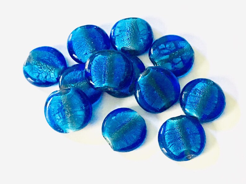 25mm Gorgeous Large Cobalt Blue Silver Foil Beads Metallic - Etsy