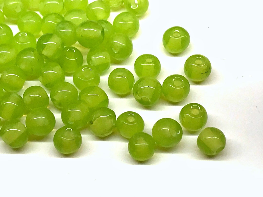 80pcs 5mm Small Round Green Glass Beads Chartreuse Lime Green Beads ...