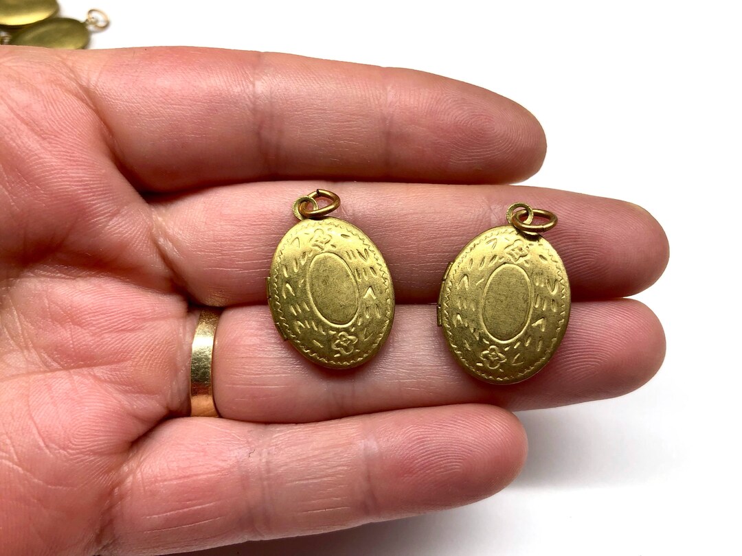 Vintage Brass Filigree Oval LOCKET Beads Pendant Jewelry Making Gold ...