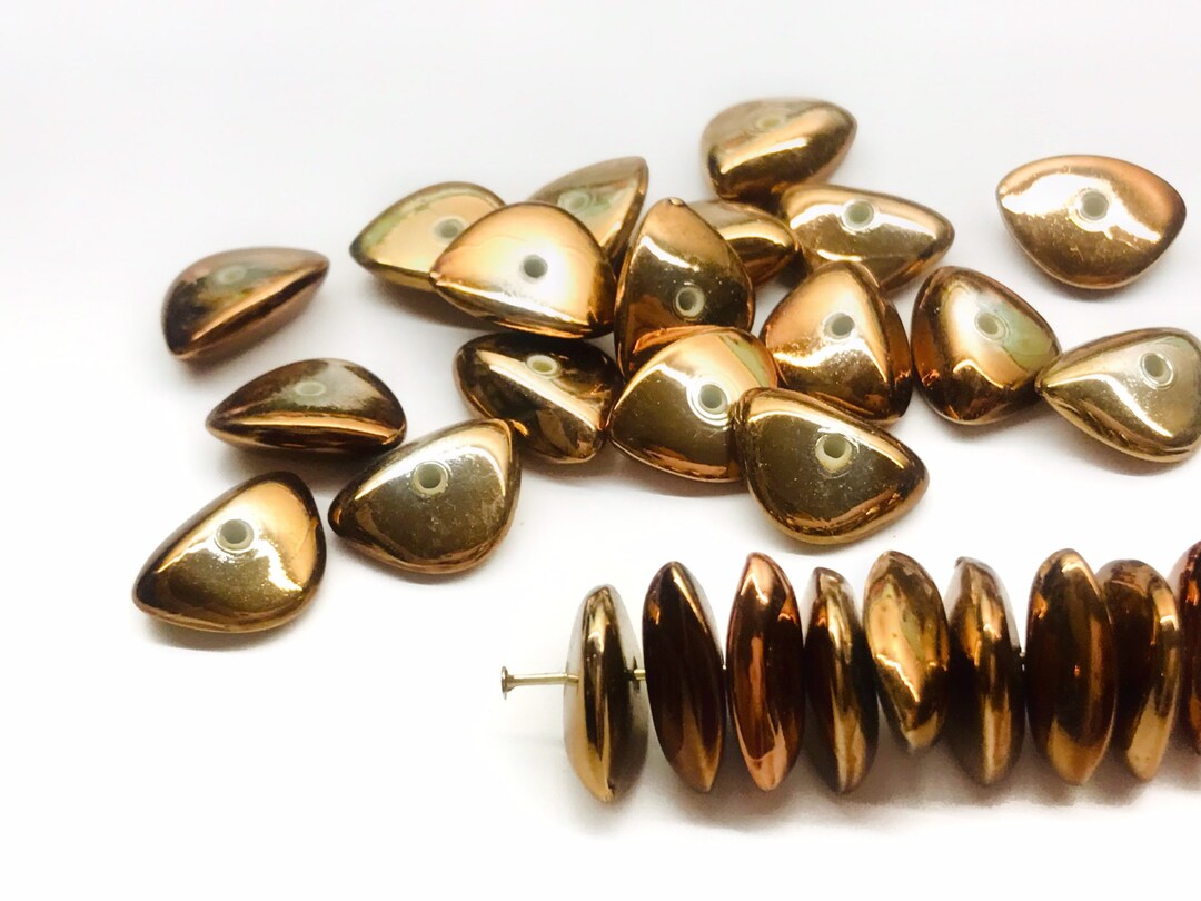 30pcs Vintage Atomic Bronze Triangle Spacer Beads Metallic Retro MCM ...