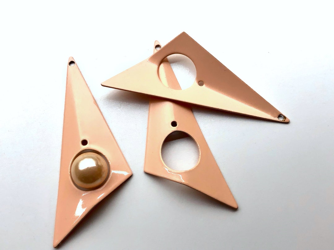 8pcs Vintage Peach Pink Triangle Drops Earring Findings Charms Dangles ...