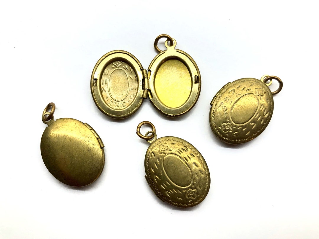 Vintage Brass Filigree Oval LOCKET Beads Pendant Jewelry Making Gold ...