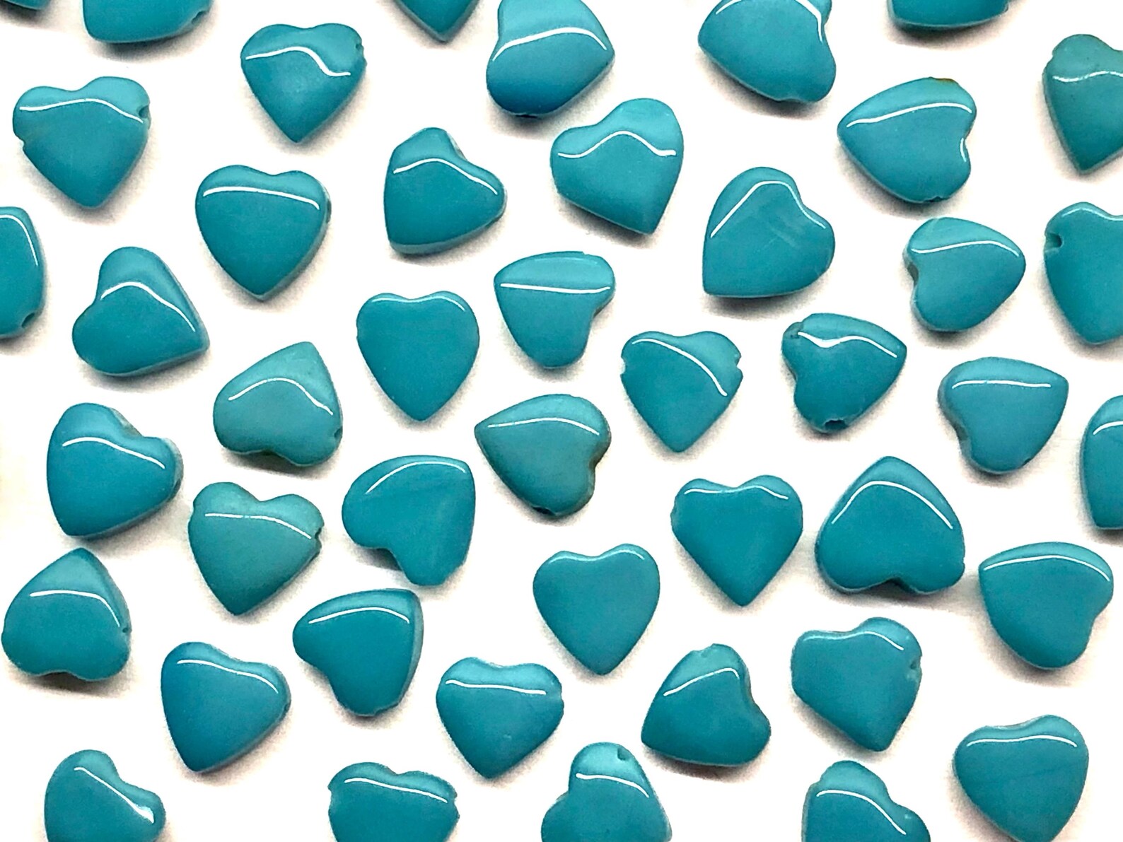 100pcs Small Irregular Opaque Turquoise Blue Glass Heart Beads - Etsy