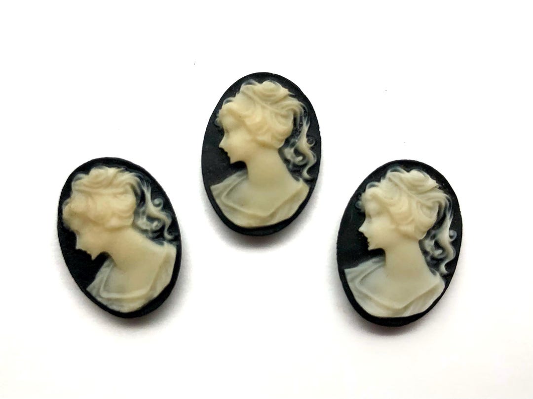 10pcs 17x12 Vintage Black Loose Cameos Lot Jewelry Resin Plastic ...