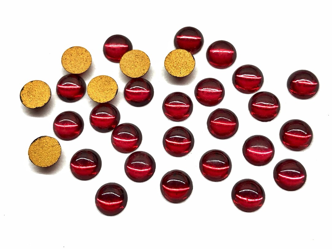 30pcs 5mm Vintage Small Round Red Glass Cabochons Flat Back Smooth Top ...