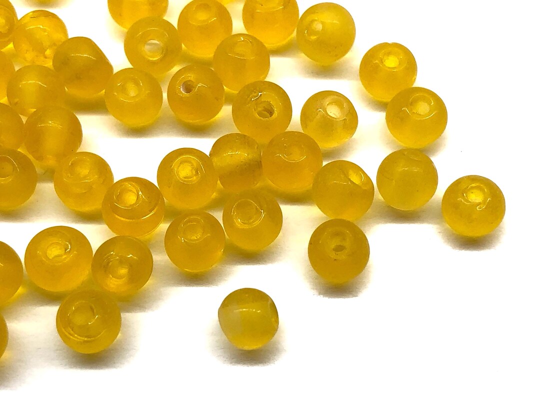100pcs Small Bright Yellow Round Glass Beads Lampwork Made in India - Etsy