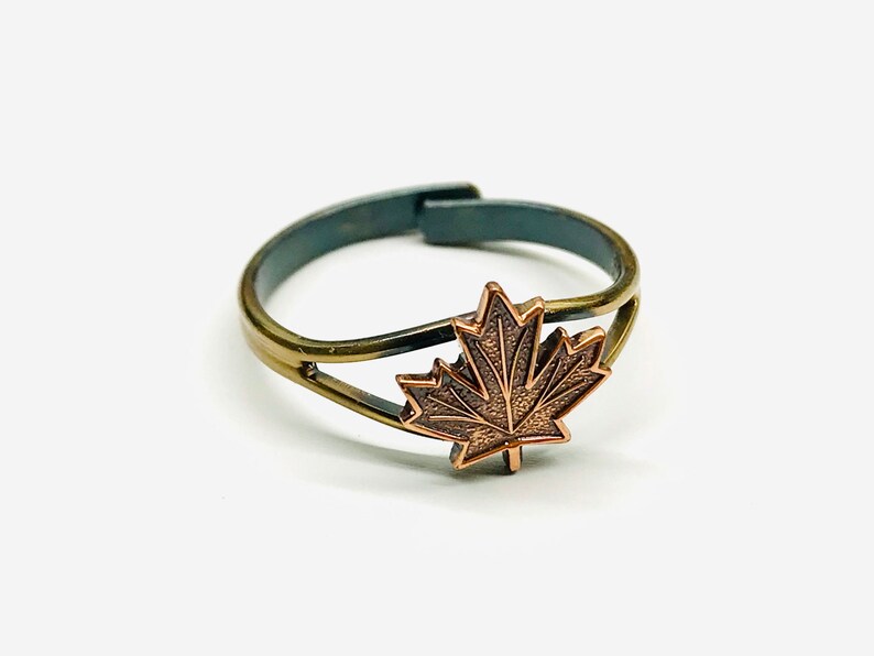Vintage Copper Brass Maple Leaf Ring Adjustable - Etsy