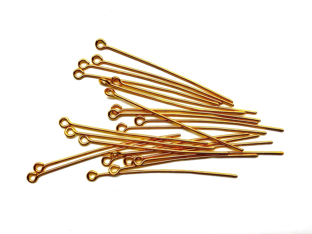 50pcs 1 1/2" Inch Eye Pins, Eye Pins Gold Eye Pins for Beading, Head ...
