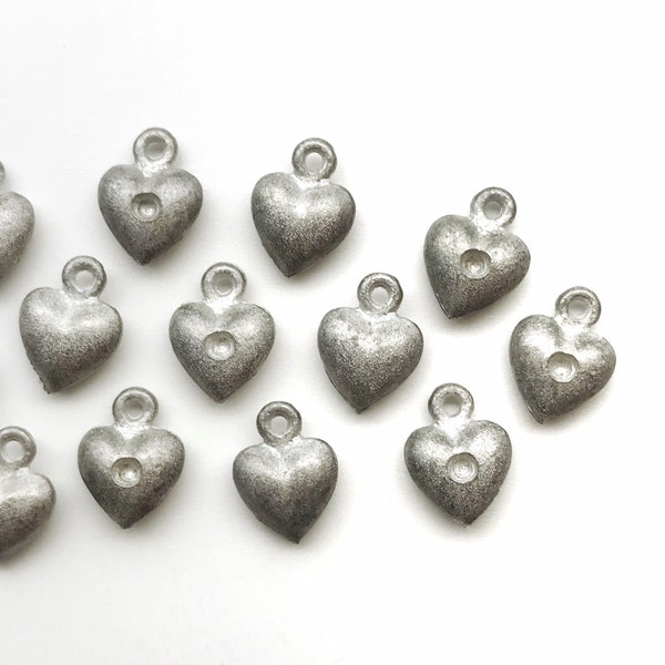 Small Pewter Hearts - Etsy