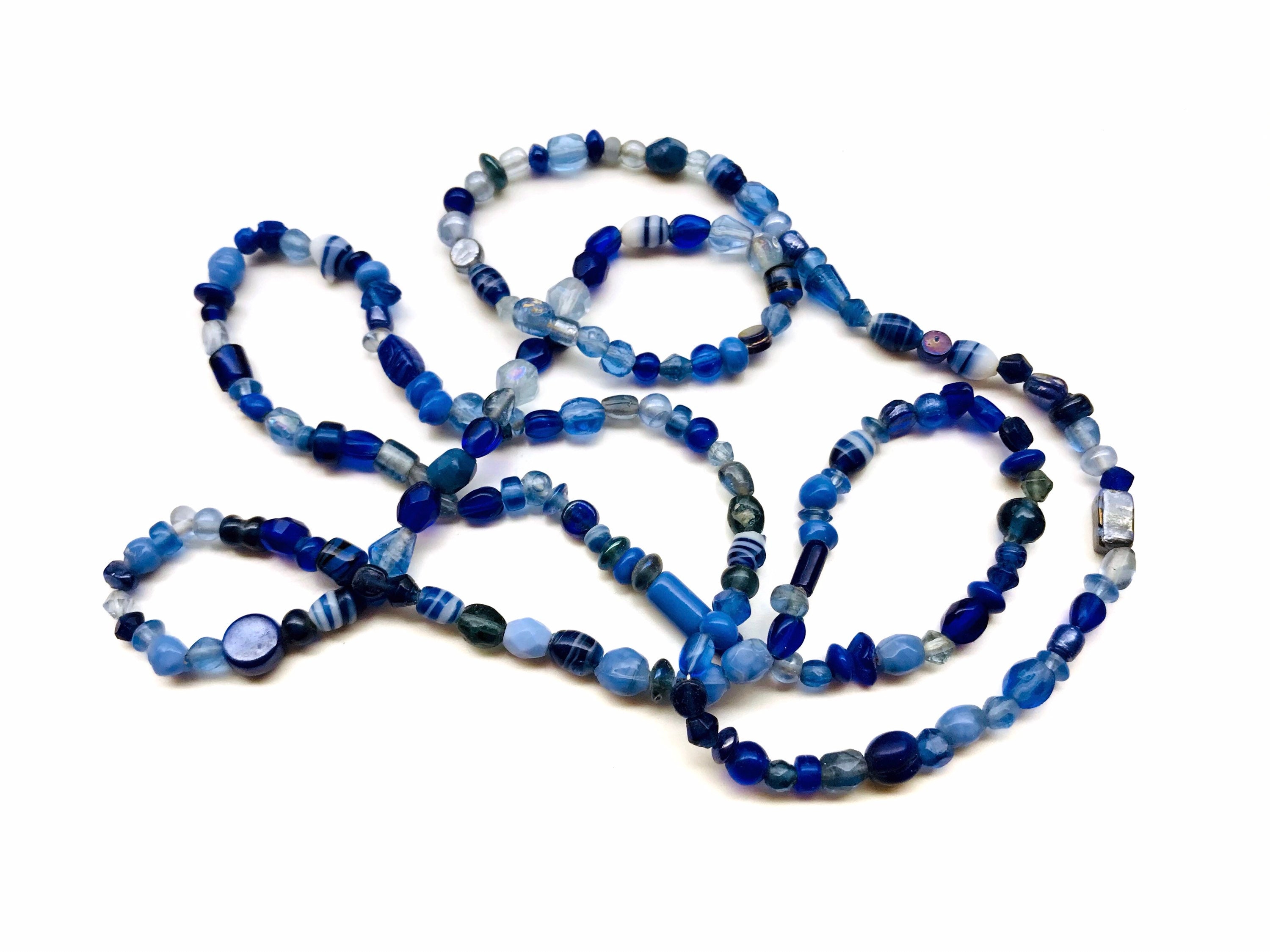 36” Strand Small Handmade Blue Glass Beads From India Coin Teardrop ...