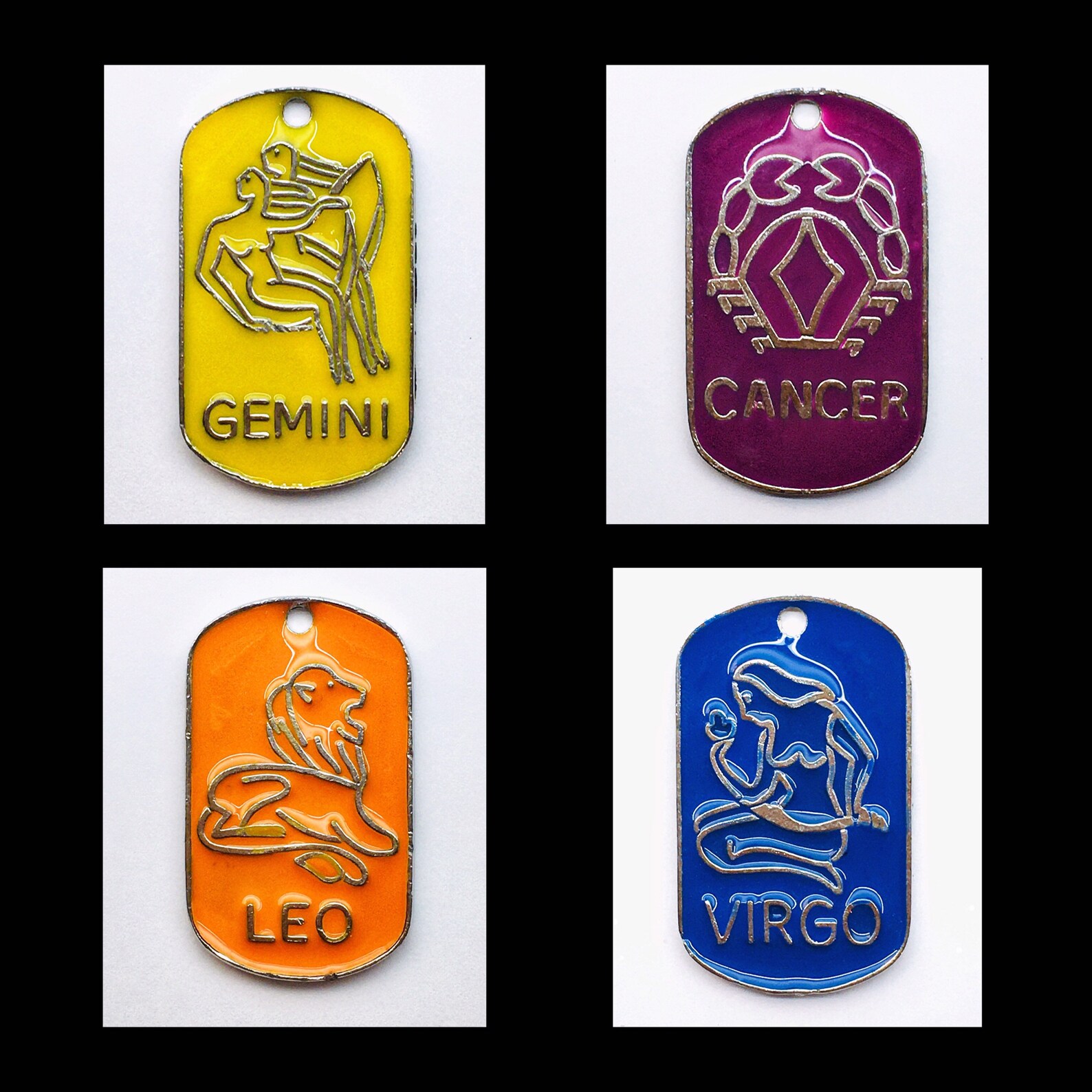 FAB 70s Vintage Libra Pendant Enamel Dog Tag Zodiac - Etsy