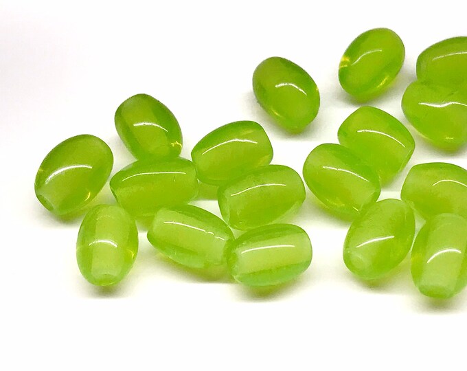 100pcs 6mm Small Oval Green Glass Beads Chartreuse Lime Green Beads ...