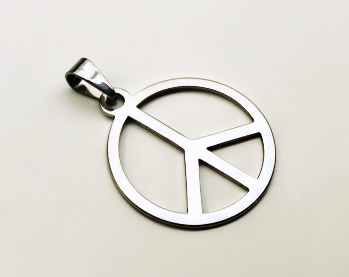 25mm Stainless Steel Peace Sign Pendant Peace Necklace Small Metal ...