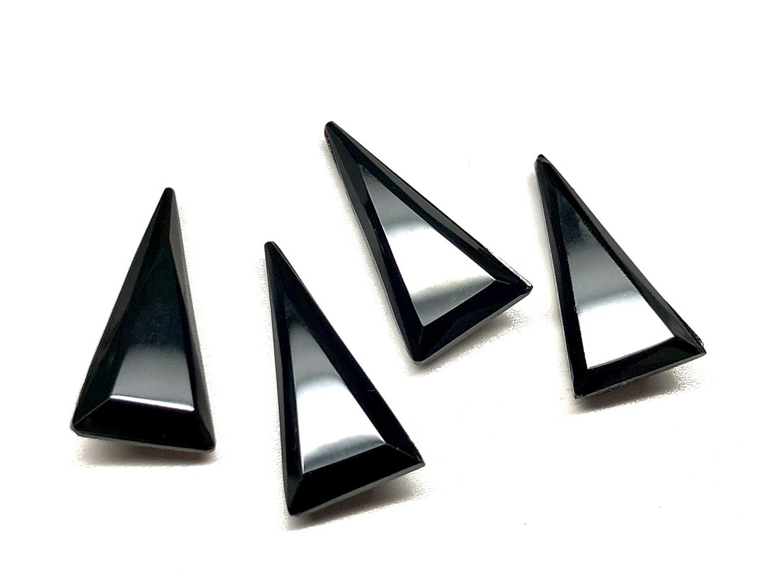 8pcs 20mm Vintage Faceted Triangle Shaped Jet Black Rhinestones Loose ...